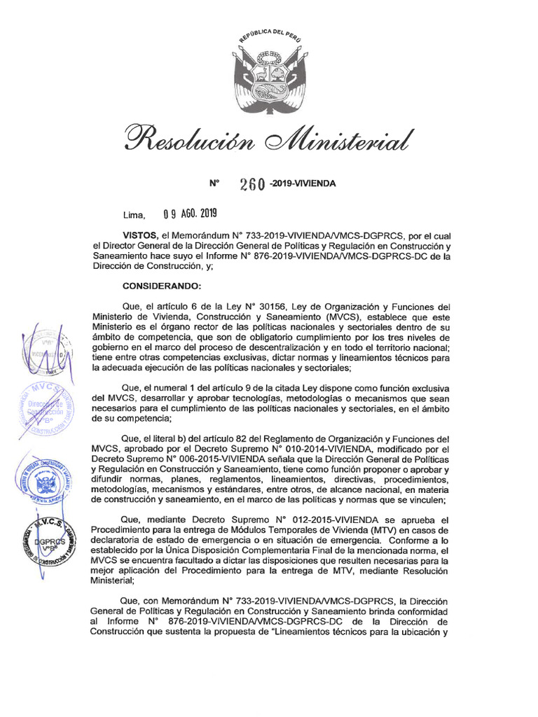 RM - 260 2019 Vivienda | PDF