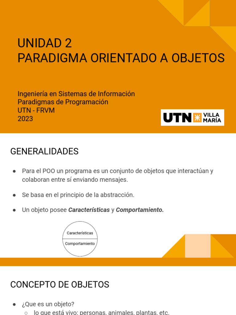 Unidad 2 Paradigma Orientado A Objetos | PDF | Objeto (informática) | Programación orientada a ...