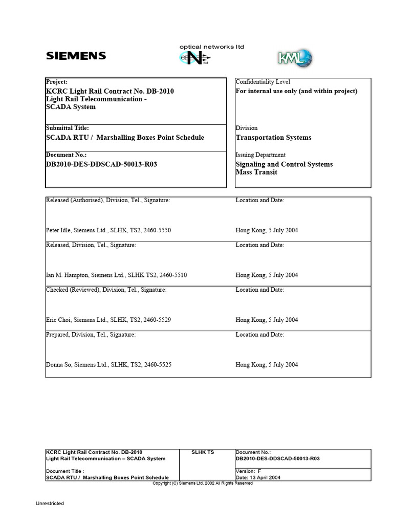 MTR K1005-20E SCADA Point Schedule Rev 0 - For K1005-20E - 20230323 ...