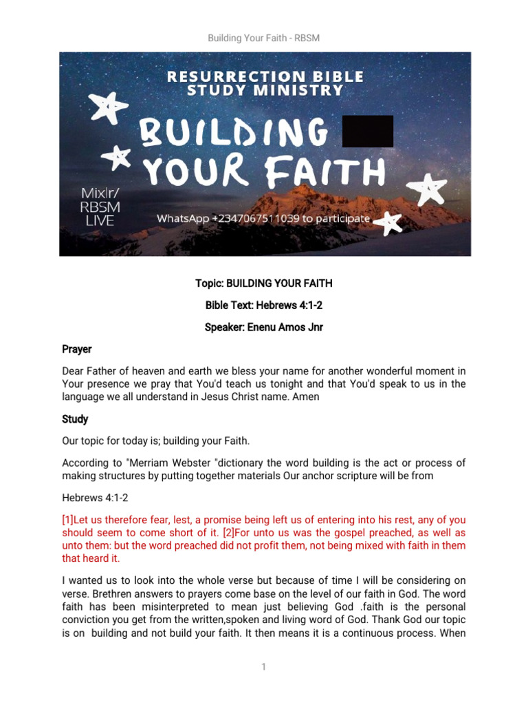 Faith Building for Believers | PDF
