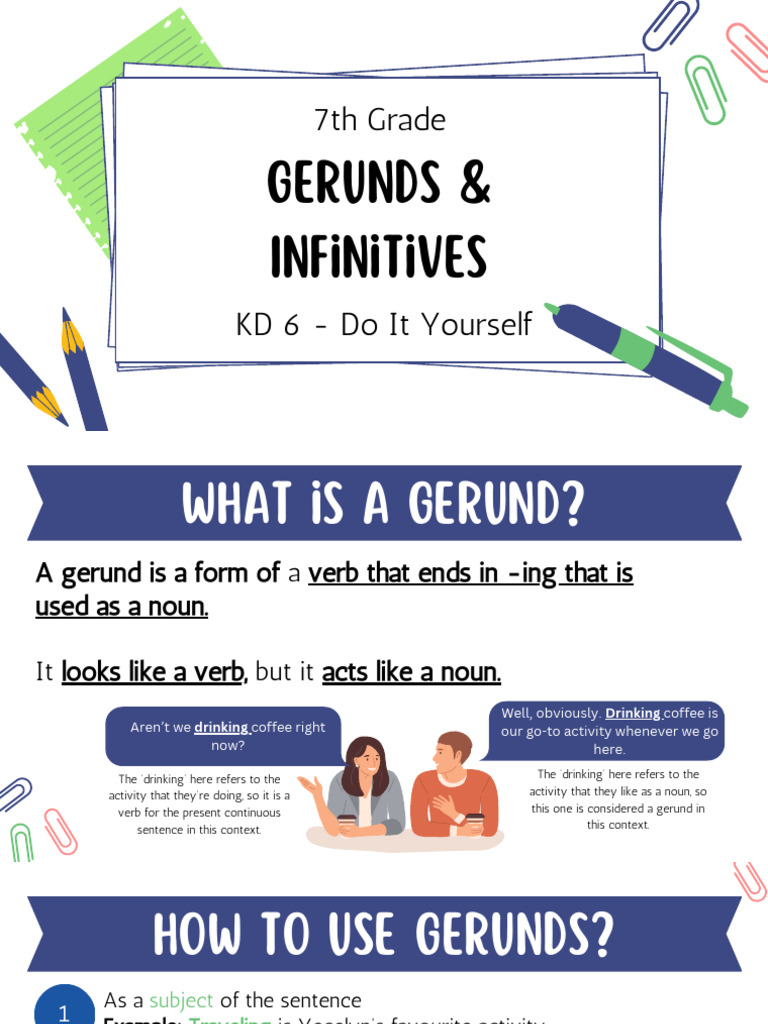 Slides - Gerunds & To-Infinitives | PDF | Verb | Noun