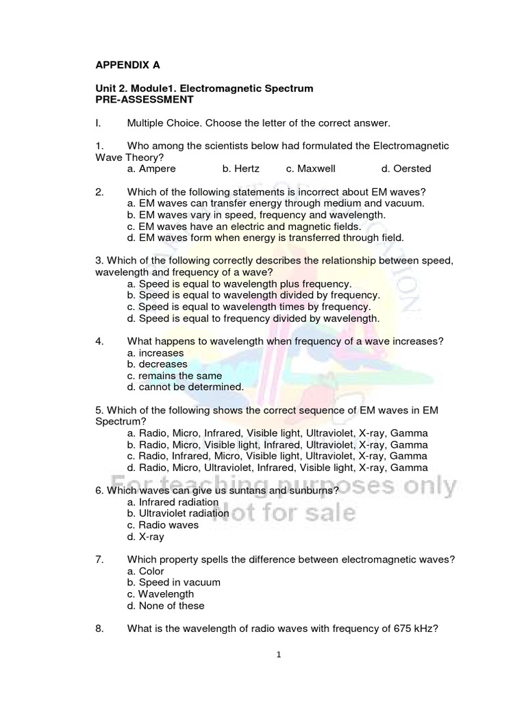 Key Questions on Electromagnetic Waves | PDF | Electromagnetic Spectrum ...