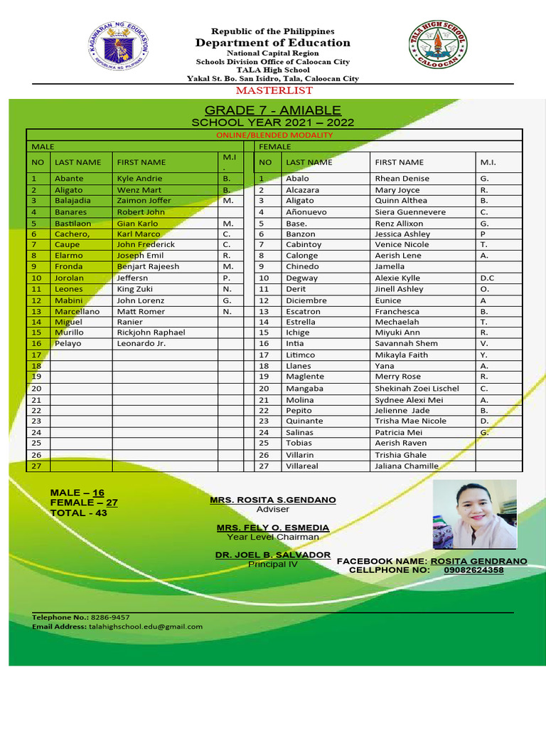 Amiable Updated Masterlist A.y.2021 2022 | PDF