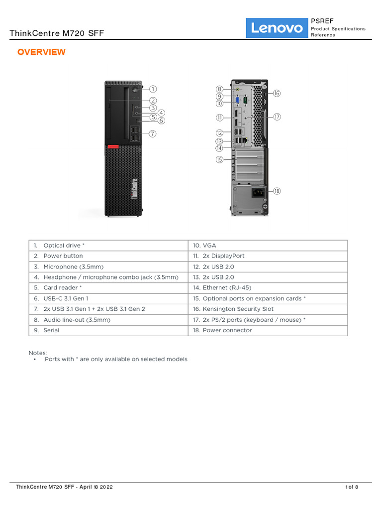 ThinkCentre M720 SFF Spec | PDF | Solid State Drive | Graphics ...