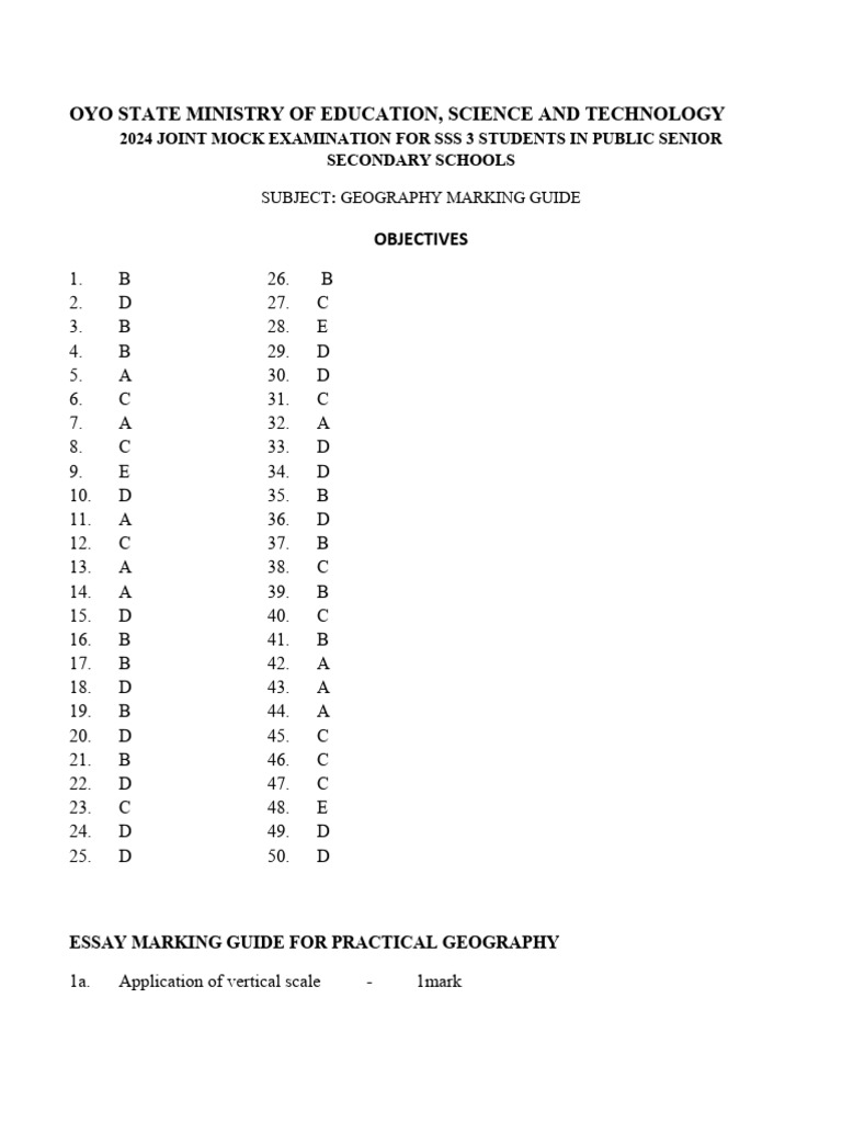MOCK 2024 Geography MARKING GUIDE | PDF | Cost Of Living | Longitude