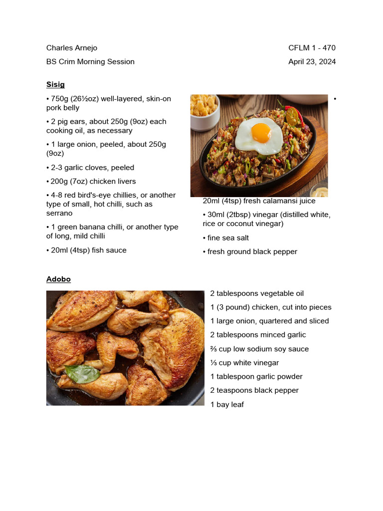 Charles Arnejo CFLM 1 | PDF | Foods | Cuisine