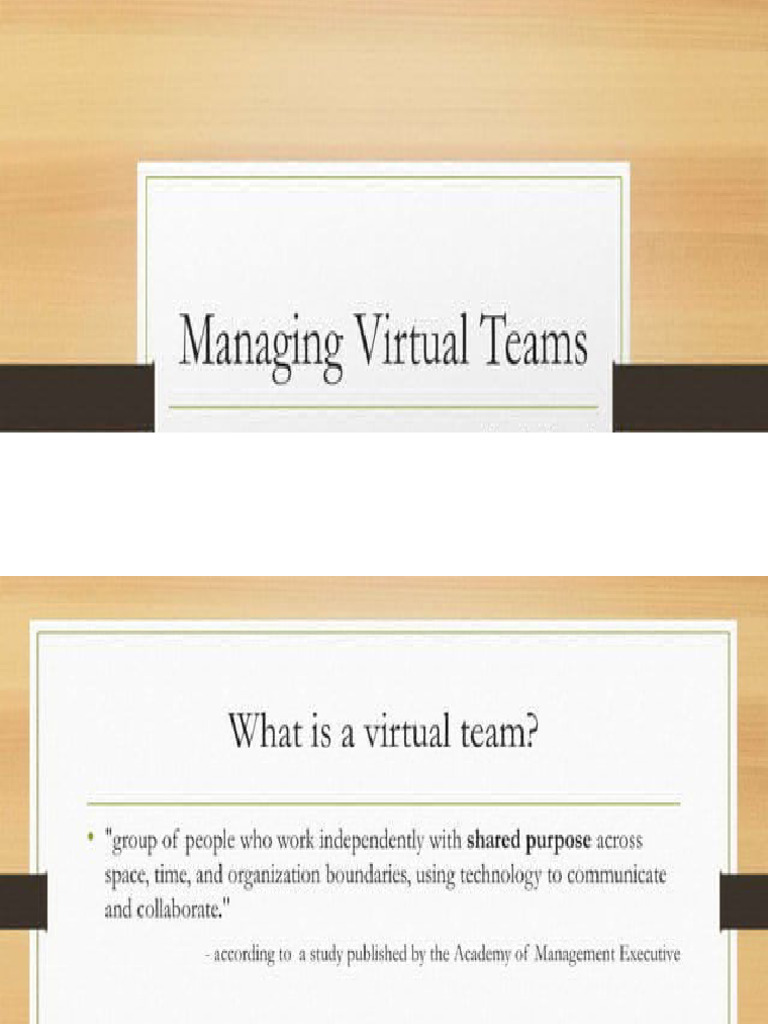 Managing Virtual Teams | PDF
