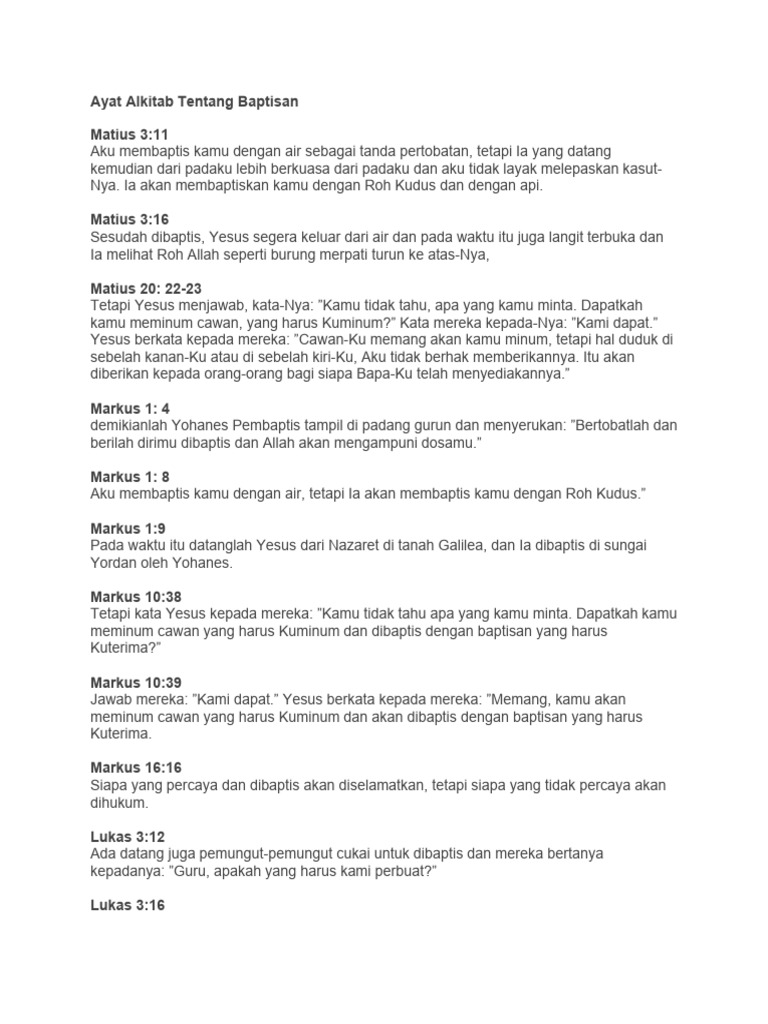 Ayat Alkitab Tentang Baptisan | PDF | Filsafat