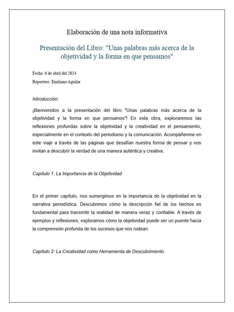 Elaboración de Una Nota Informativa | Descargar gratis PDF ...