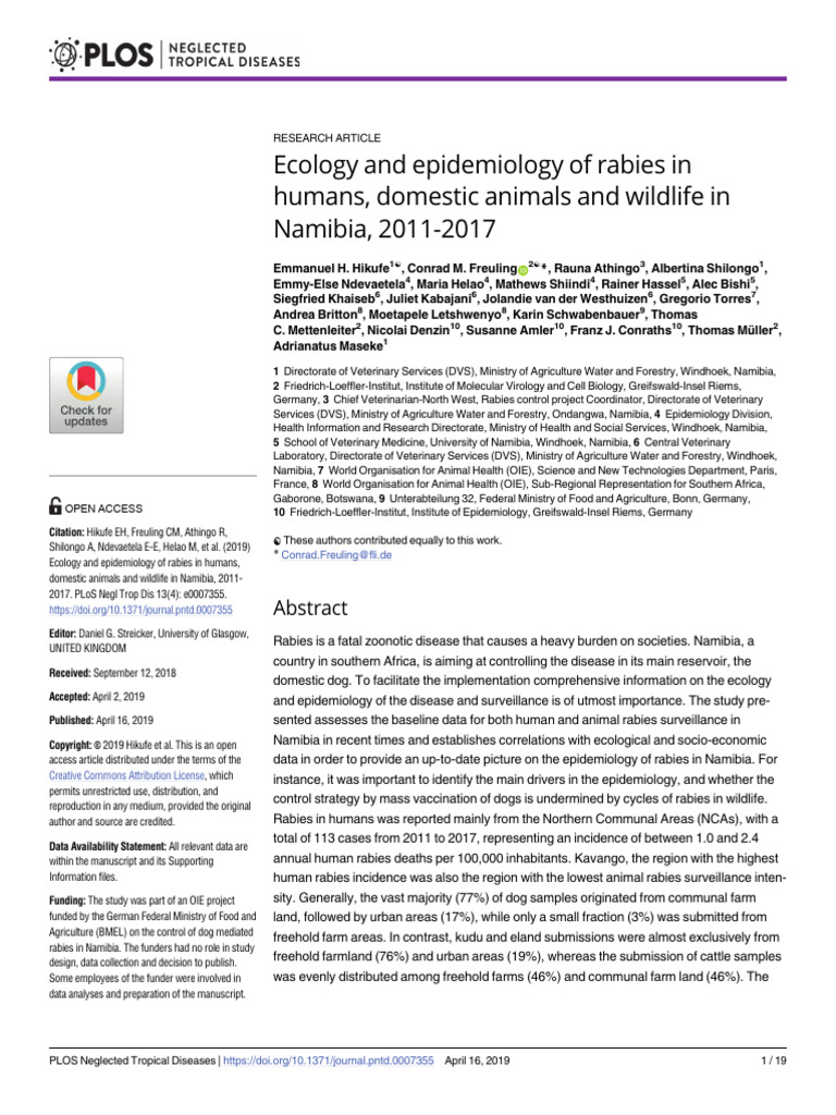 Ecology and Epidemiology of Rabies | PDF | Rabies