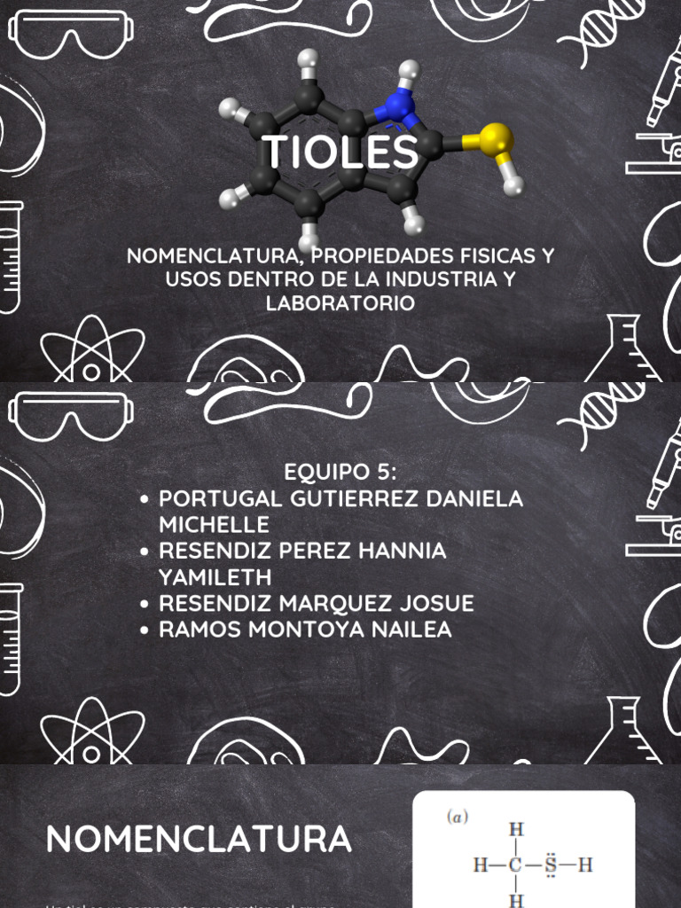 Tioles: Nomenclatura y Usos Industriales | PDF | Tiol | Química
