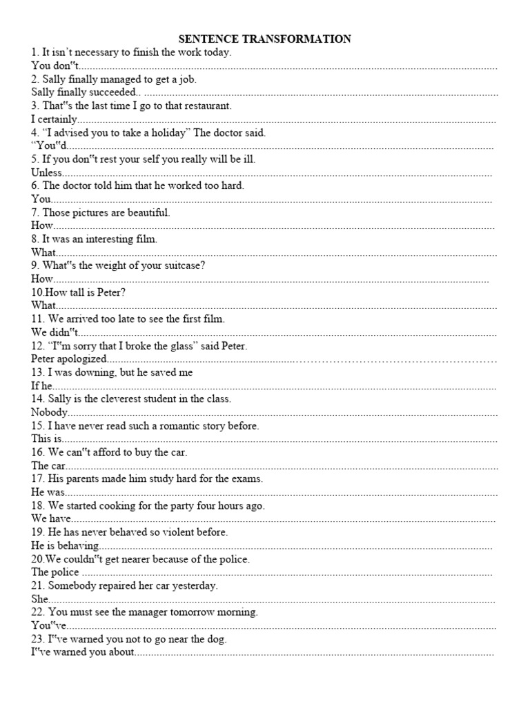 Sentence Transformation | PDF