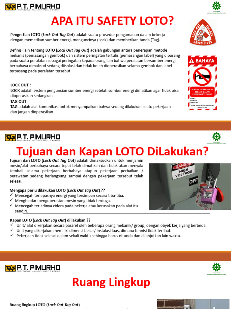 Presentasi Safety LOTO | PDF | Sains & Matematika