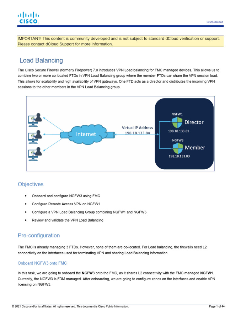 Cisco Secure Firewall VPN Load Balancing Guide | PDF | Radius | Virtual ...