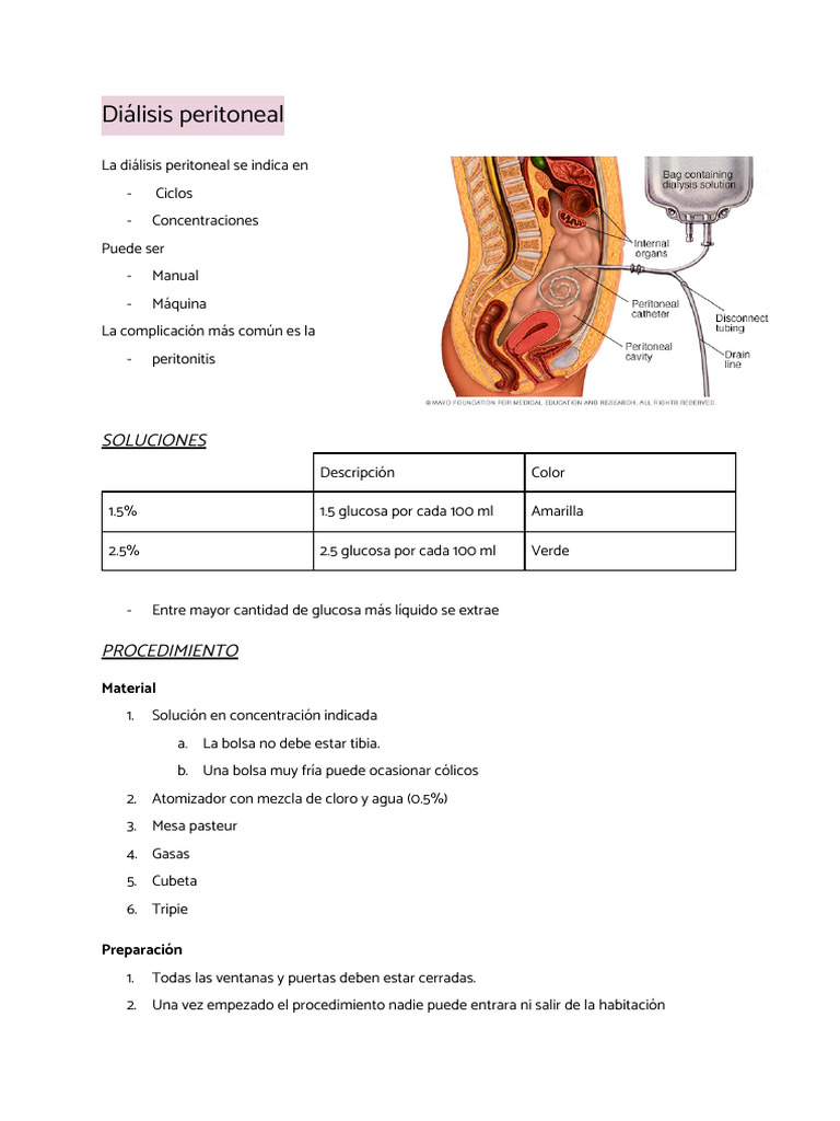 Guía De Diálisis Peritoneal Procedimiento Y Cuidados Pdf