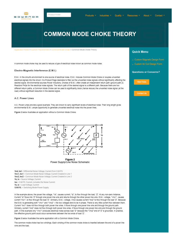 Common Mode Choke Theory | Download Free PDF | Inductor | Electromagnetic Interference