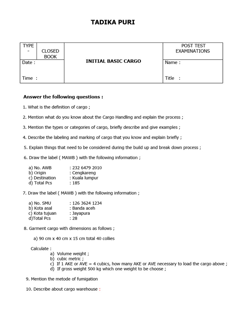 Cargo Handling and Examination Guide | PDF