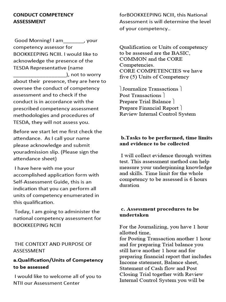 CONDUCT COMPETENCY ASSESSMENT BKP | PDF | Bookkeeping