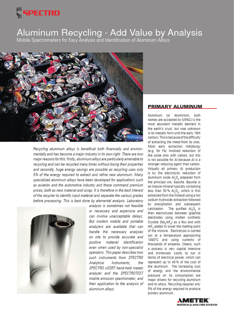 Mobile Spectrometers for Aluminum Recycling | PDF | Aluminium | Scrap