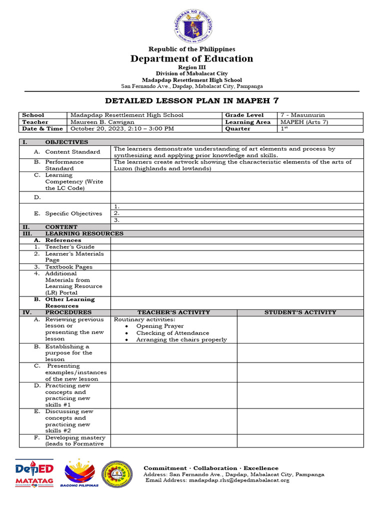 DLP Format English | PDF | Learning | Differentiated Instruction