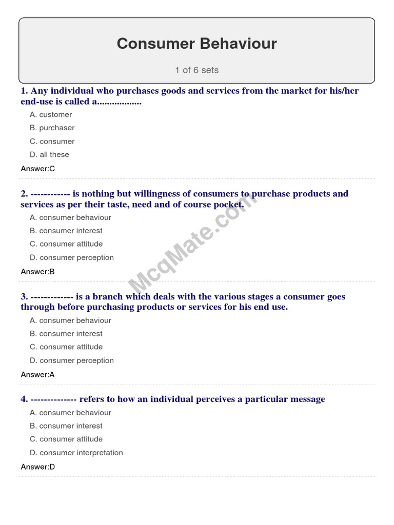Consumer-Behaviour (Set 1) | PDF | Consumer Behaviour | Marketing