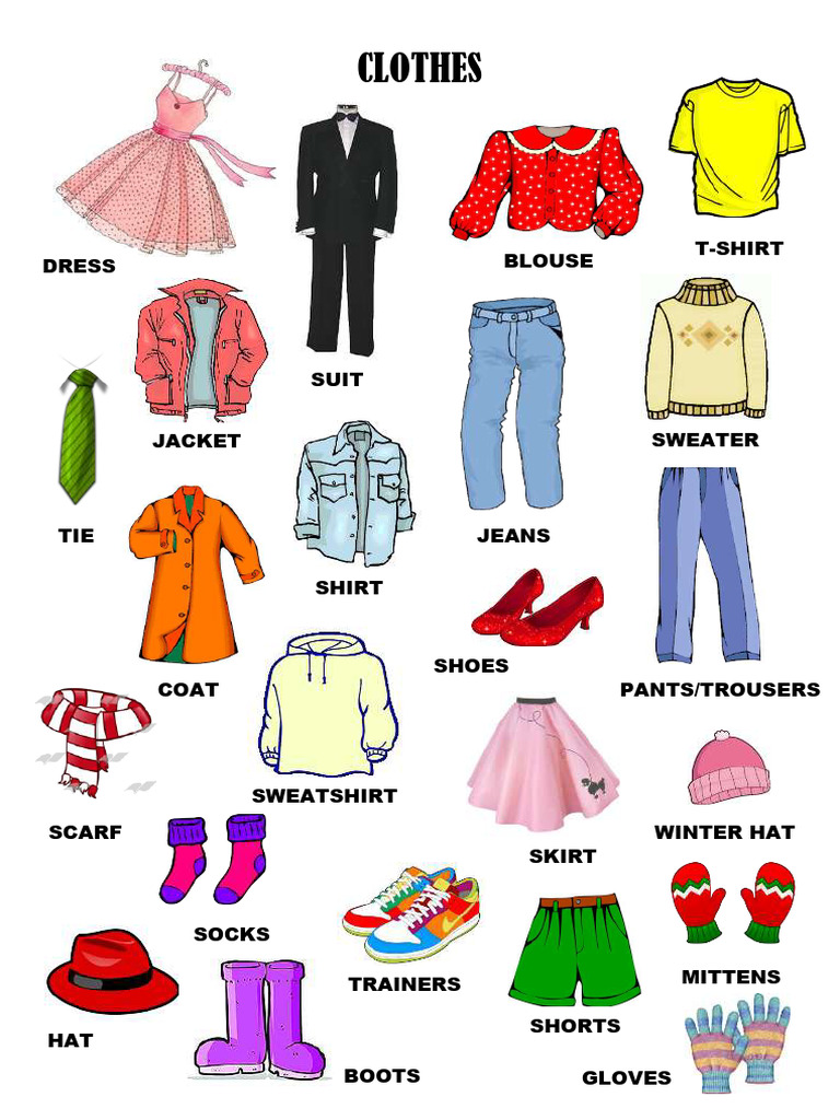 Clothing Vocabulary Compilation | PDF | Sweater | Sock
