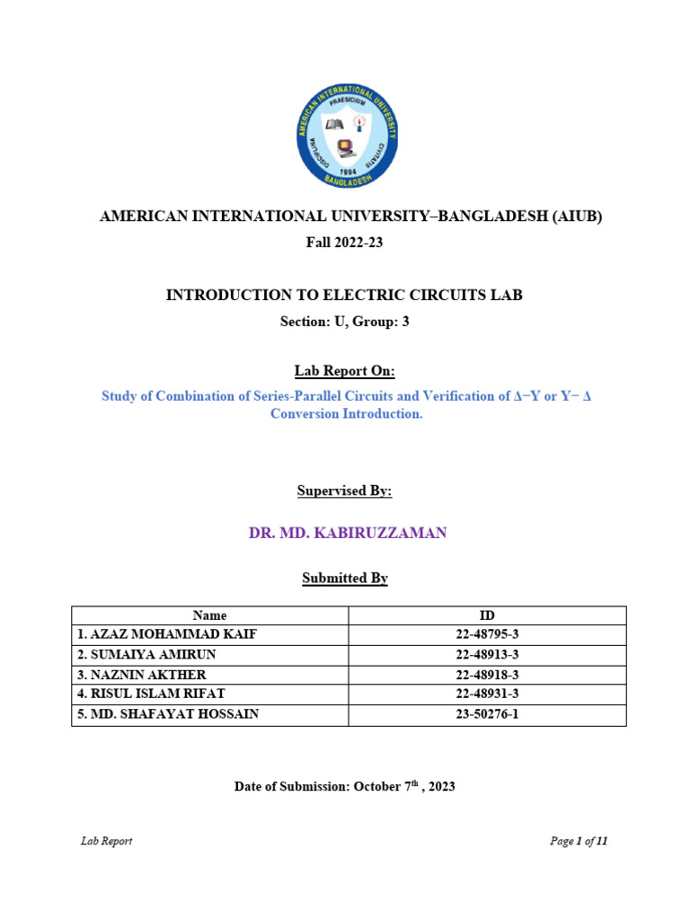 IEC Lab Experiment-3 Group-3 | PDF | Series And Parallel Circuits | Electrical Network