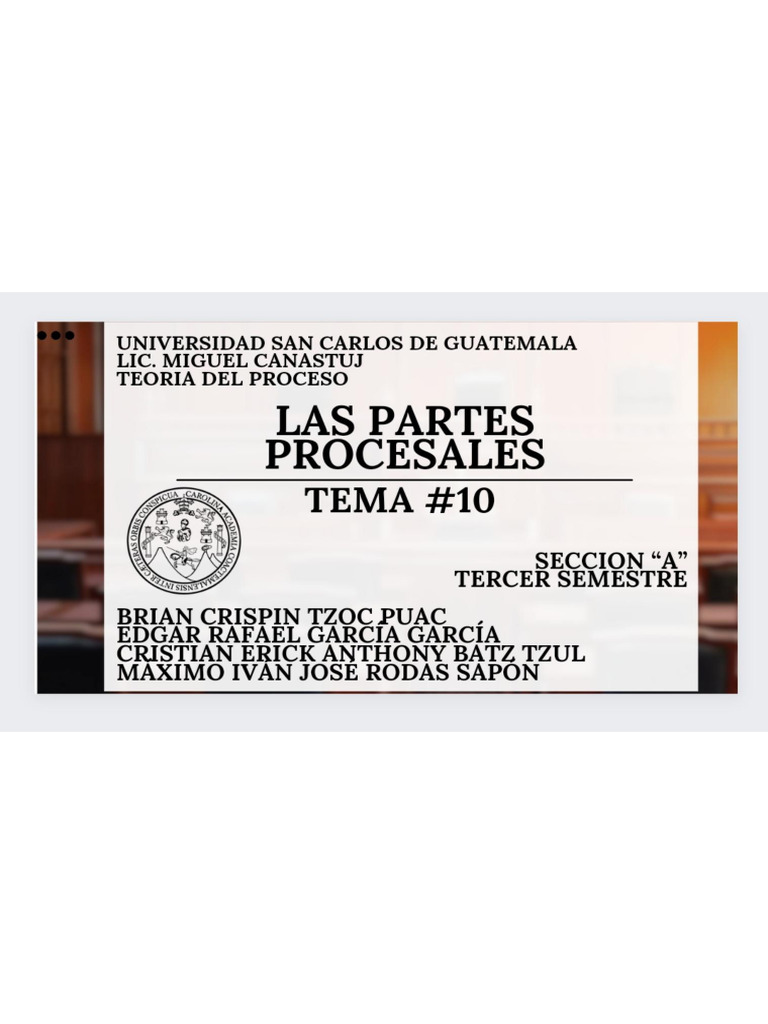 Exposición Las Partes Procesales Tema 10 | PDF