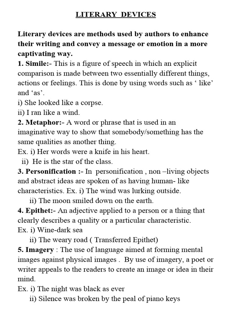 Literary Devices | PDF | Language Arts & Discipline | Poetry