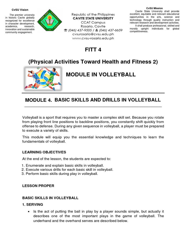 Module 4 Basic Skills and Drills in Volleyball | PDF | Volleyball ...