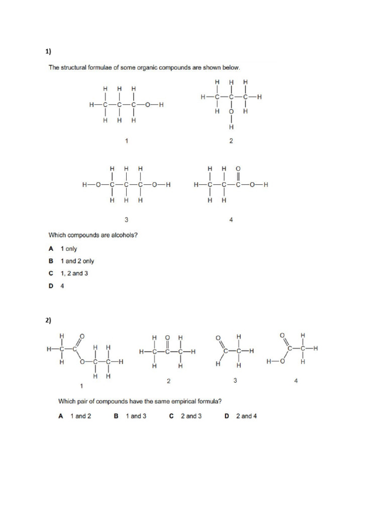 Worksheet Alcohol & Carboxylic Acid | PDF
