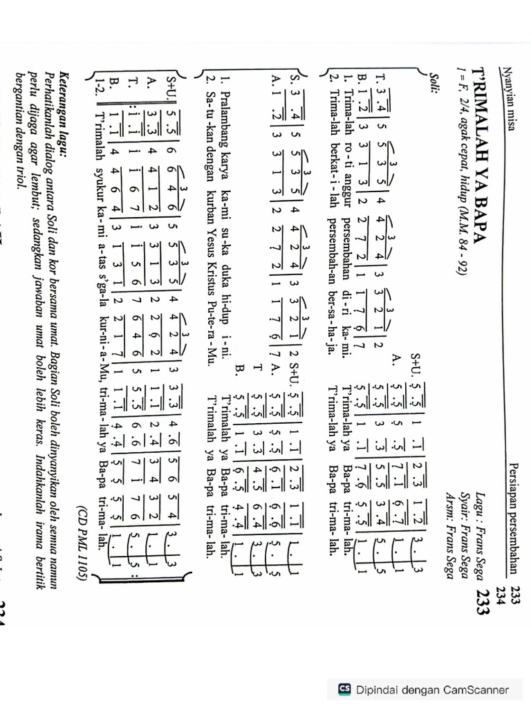 Trimalah Ya Bapa | PDF