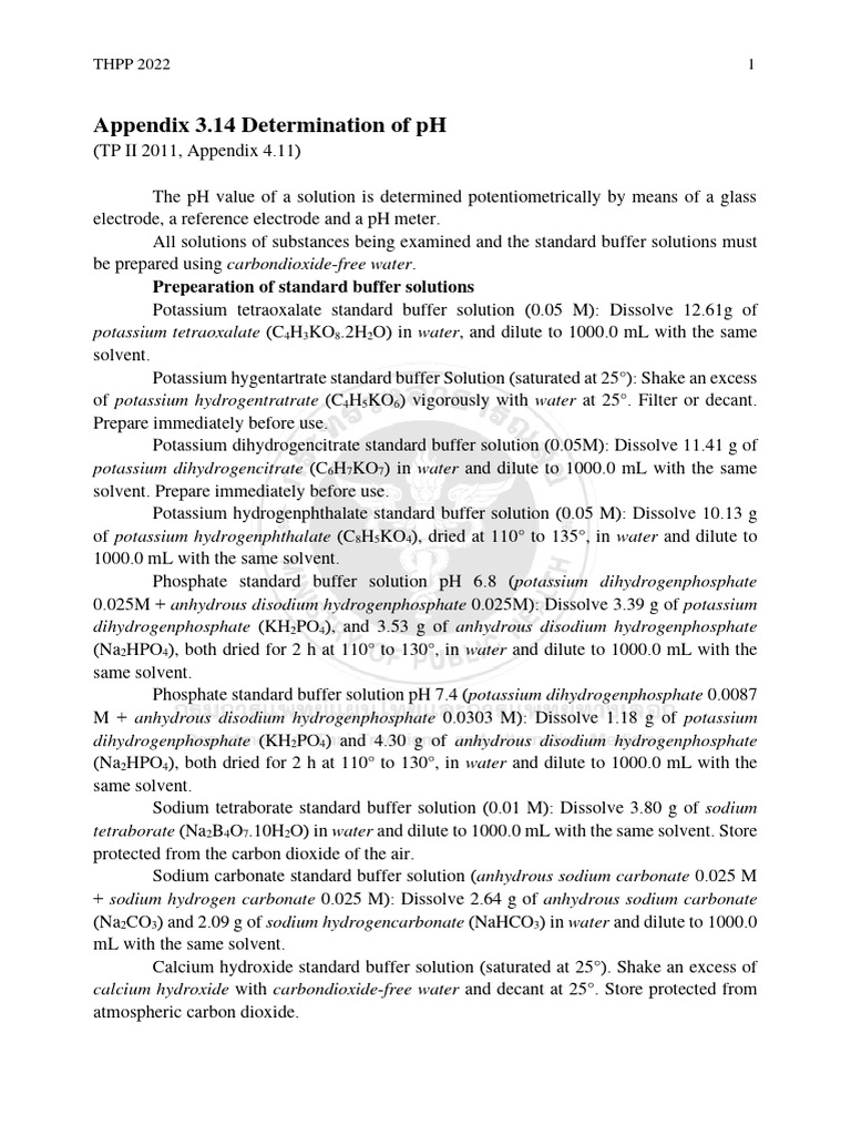 THPP PH | Download Free PDF | Ph | Solubility