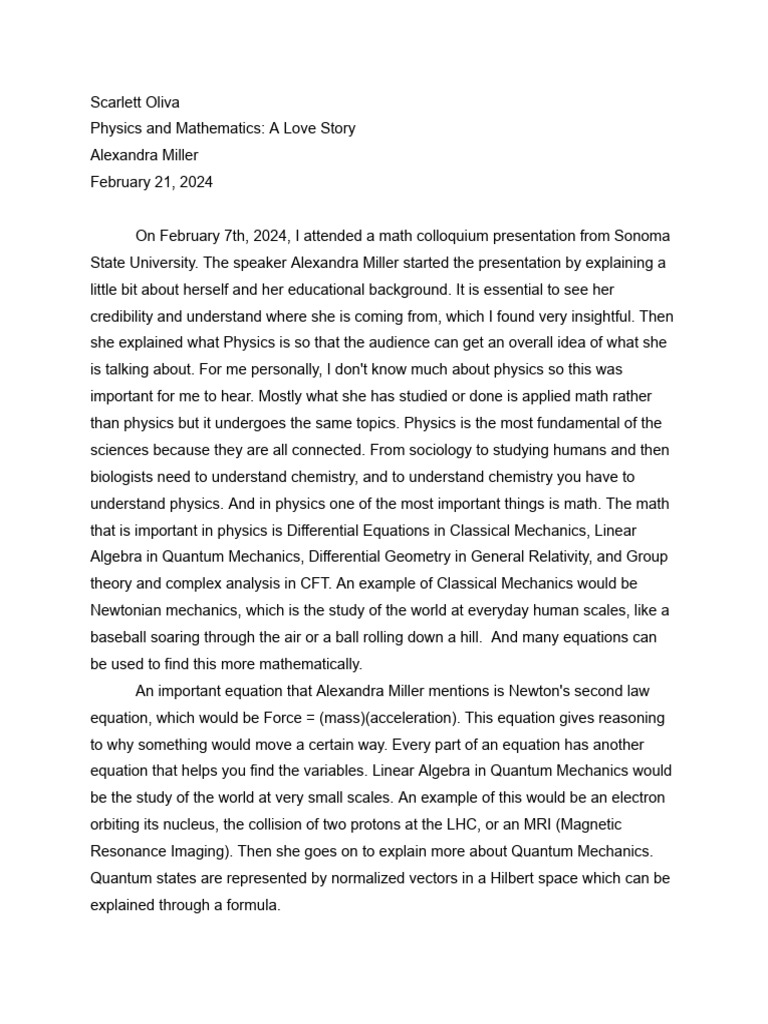 Physics and Mathematics A Love Story - Stem Write-Up | PDF | Physics ... Physics and Mathematics A Love Story - Stem Write-Up | PDF | Physics ...
