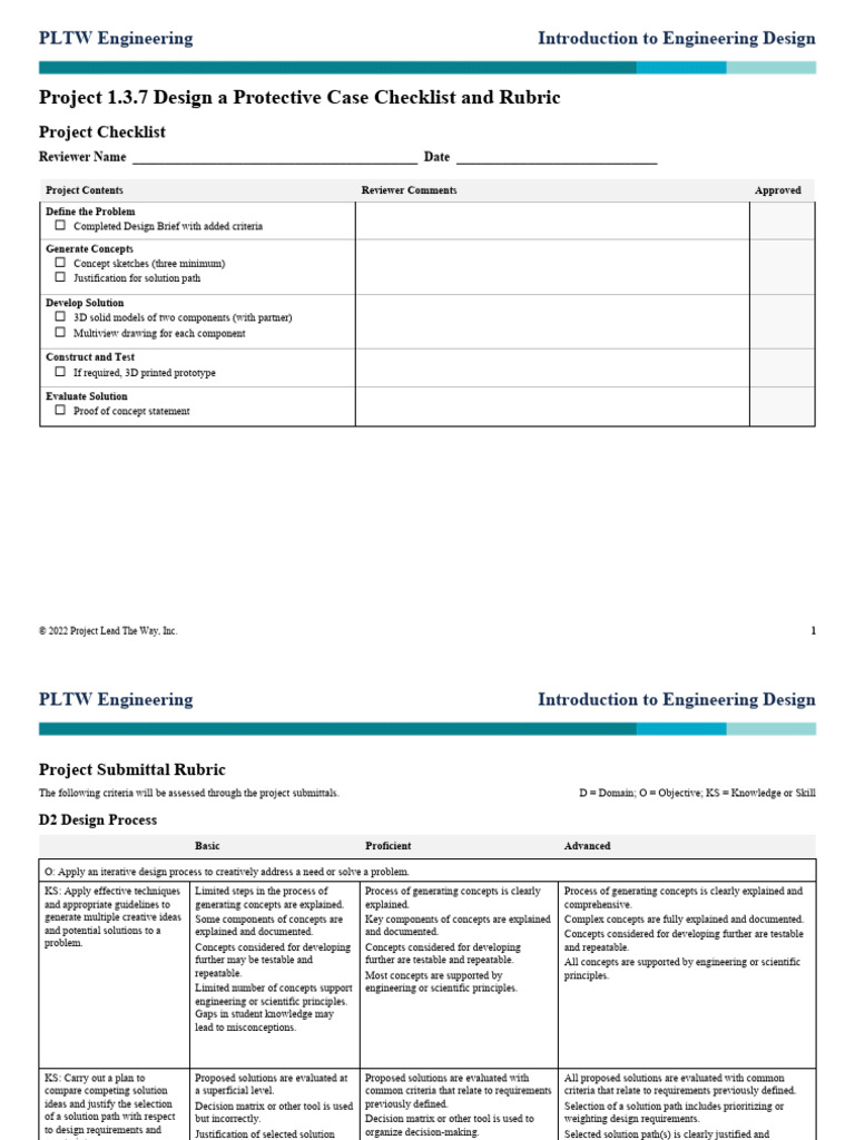 Ied 137 SV DesignAProtectiveCaseChecklistRubric | PDF | Conceptual ...