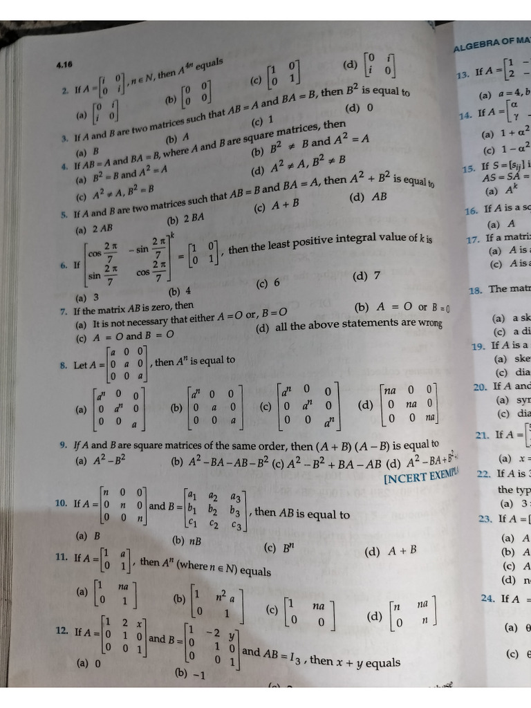Matrix RD Sharma MCQ | PDF