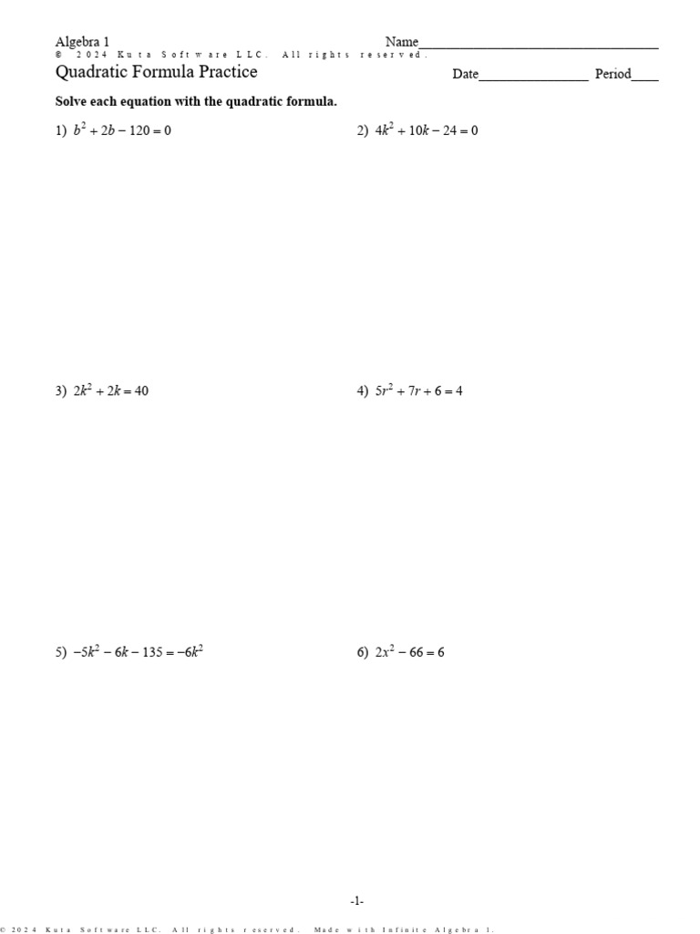 Quadratic Formula Practice | PDF | Quadratic Equation | Algebra
