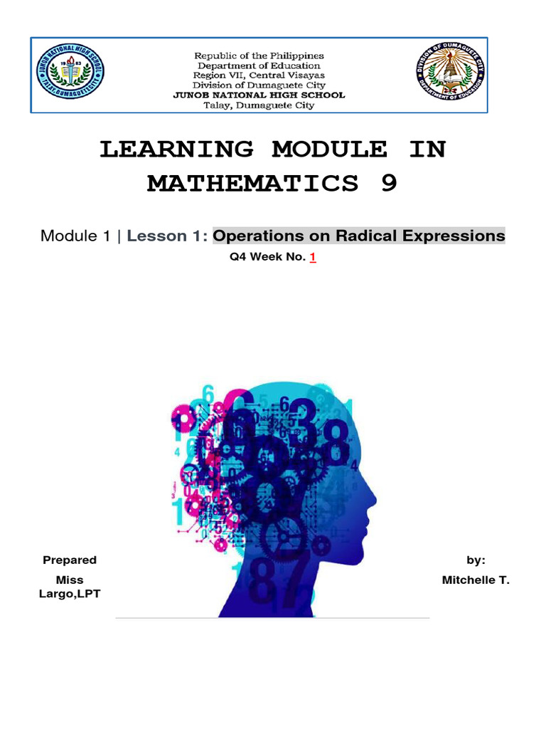 Q4 Math 9 Module 1 | PDF | Equations | Mathematical Concepts
