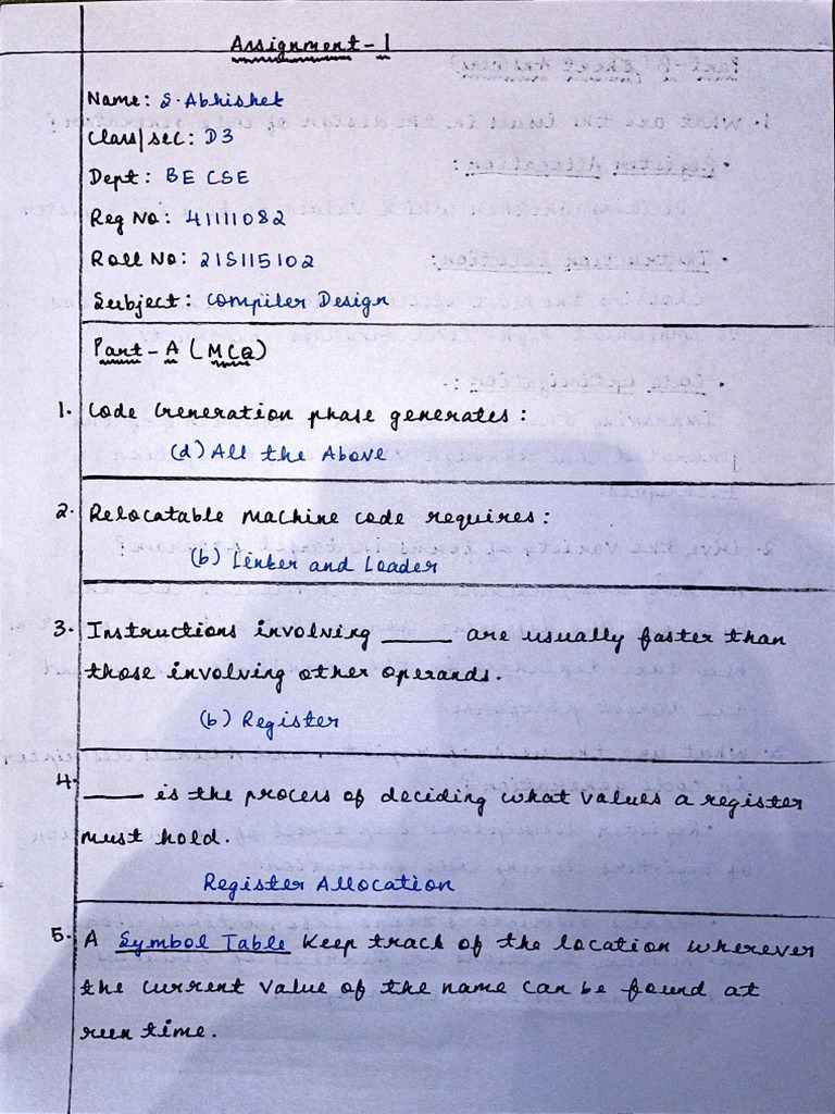 S.abhishek-41111082 Compiler Design Assignment | PDF S.abhishek-41111082 Compiler Design Assignment | PDF