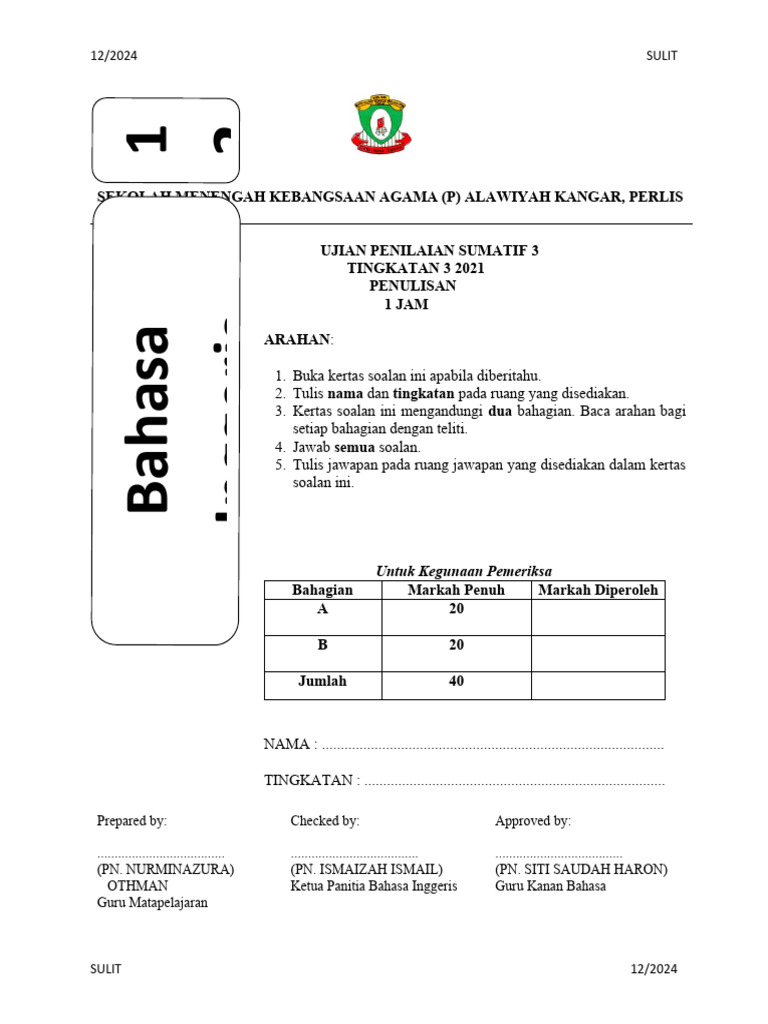 Cover Ujian 2021 | PDF