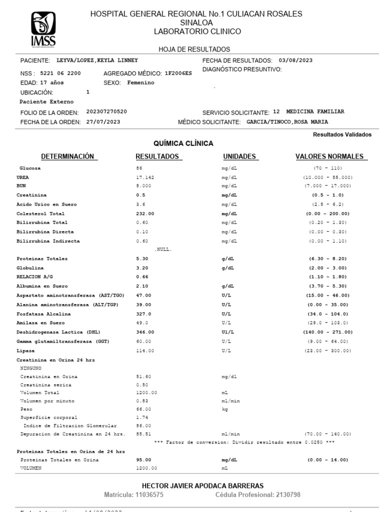 Keyla 1 | PDF | Creatinina | Medicina CLINICA