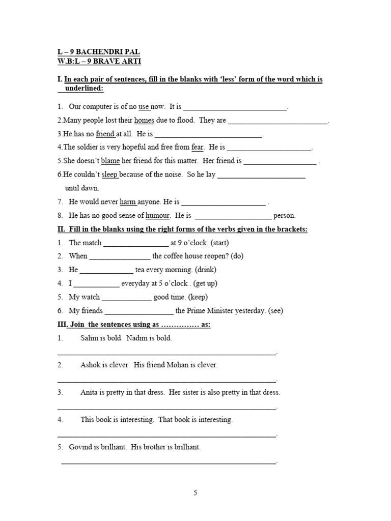 Class 4 English Grammar Worksheet | PDF | Linguistic Morphology | Syntax