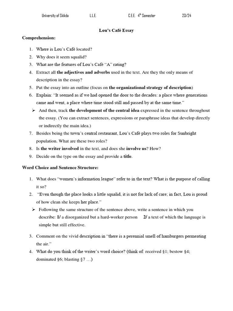 Lou's Cafe Practice-1 | PDF