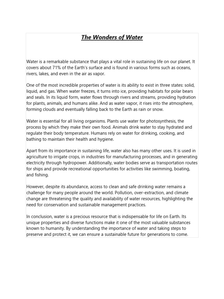 The Wonders of Water | PDF