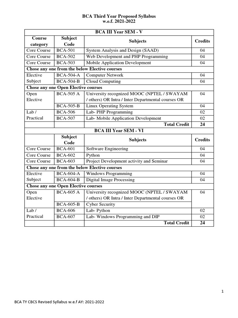 BCA TY NEW Syllabus 2021 22 | PDF | Php | Computer Network