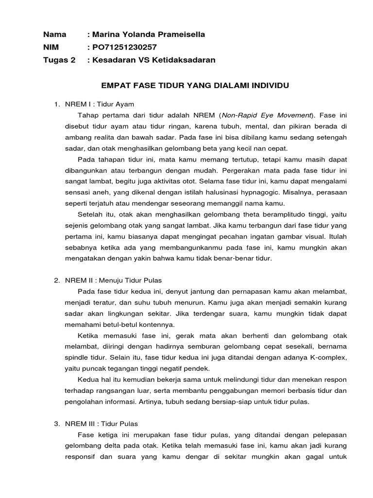 4 Fase Tidur Individu | PDF | Filsafat | Pengembangan Diri