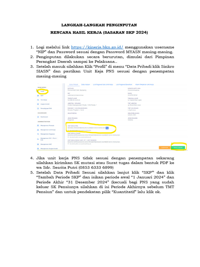 Lanhkah-Langkah Penginputan Sasaran SKP 2024 | PDF | Karier & Perkembangan