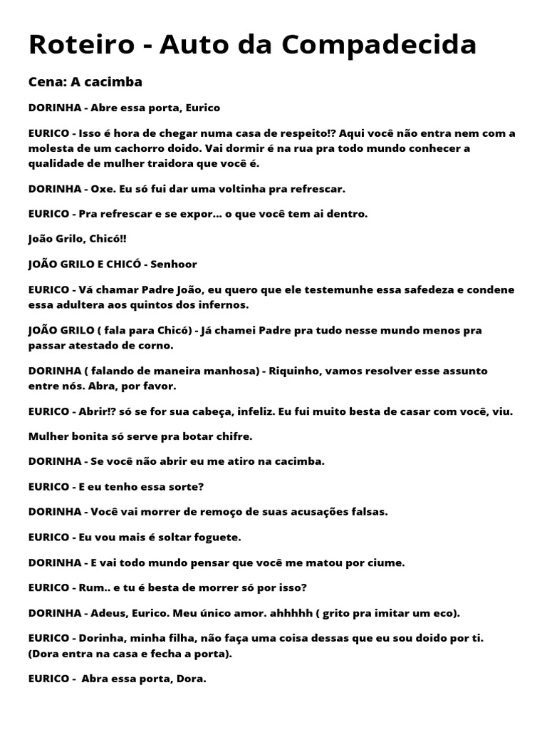 Roteiro - Auto Da Compadecida | PDF