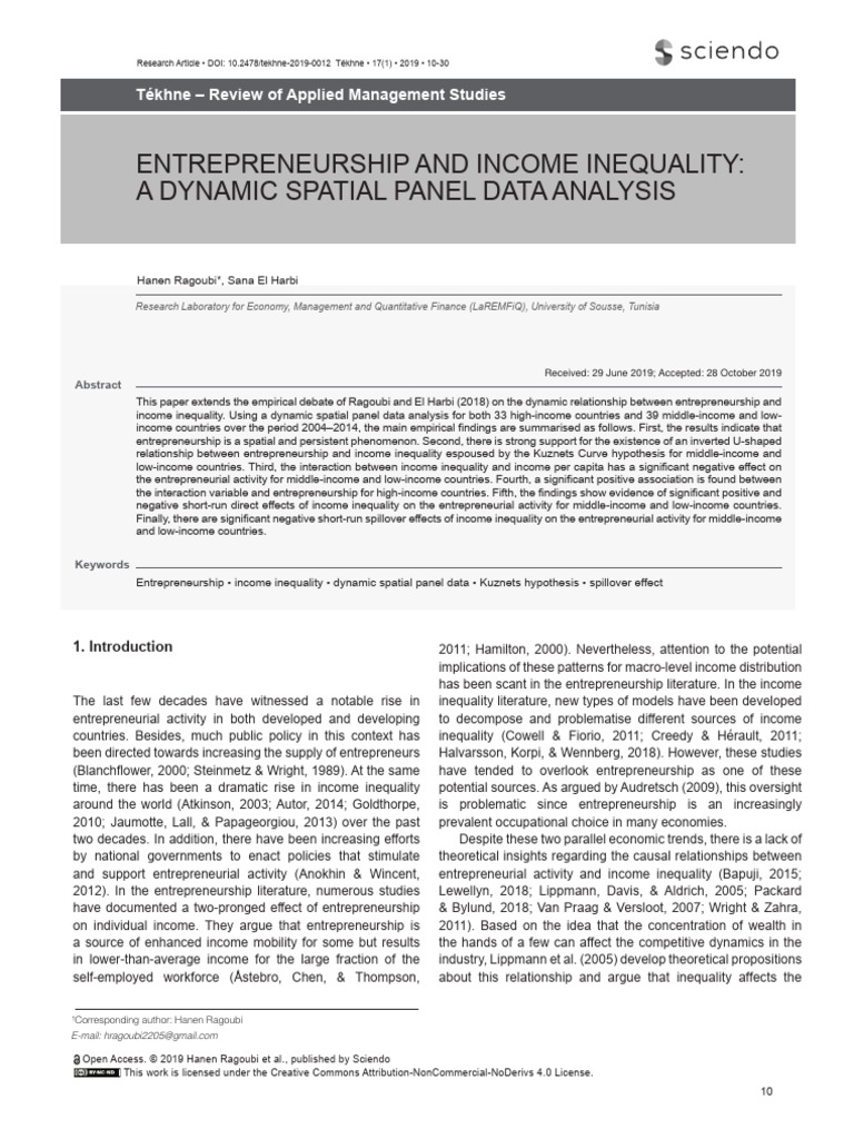 2019-Dynamic Model Tékhne) Entrepreneurship and Income Inequality - A ...