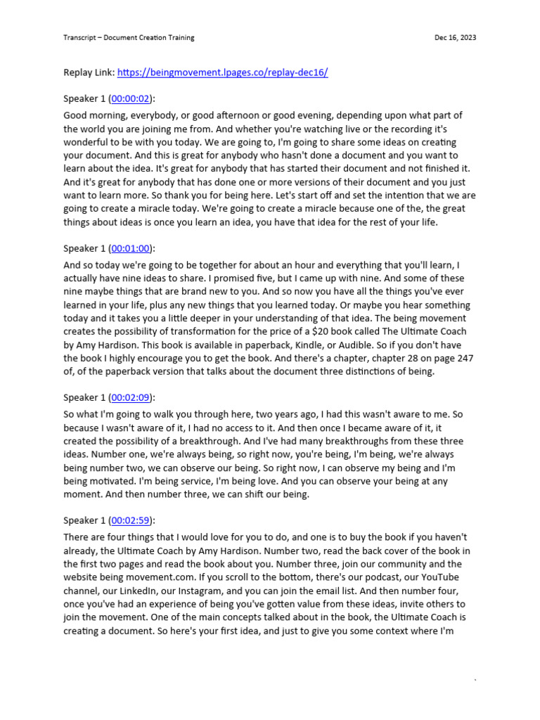 Transcript - Document Creation Training - Dec 16 | PDF | Thought ...